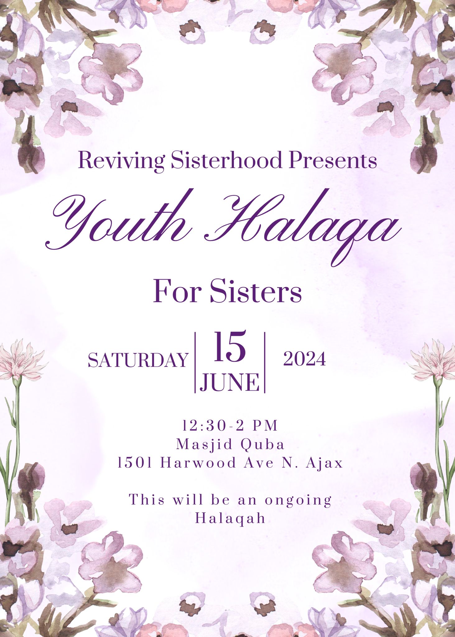 Biweekly Sisters Youth Halaqa Gatherings – Saturday, 15 June – Masjid ...