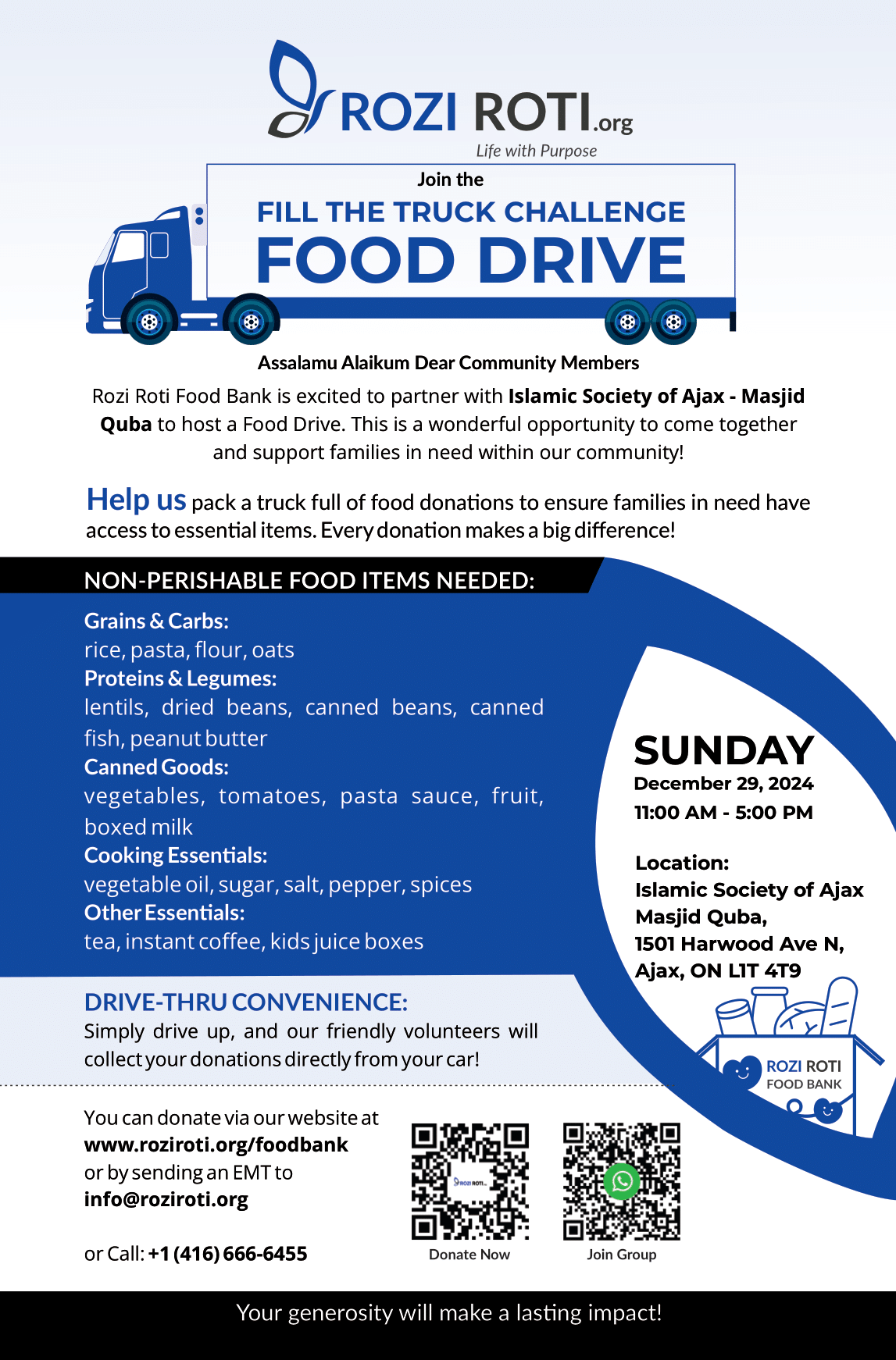 Fill the Truck Challenge – Food Drive – Masjid Quba – Islamic Society ...